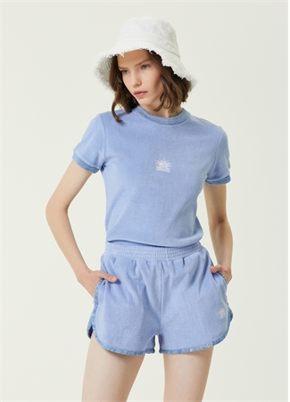 Stella Mccartney Kadın Mavi Bisiklet Yaka Havlu T-shirt 38 It