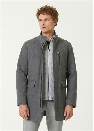 Beymen Club Erkek Gri Hakim Yaka Yün Kaşe Palto 46