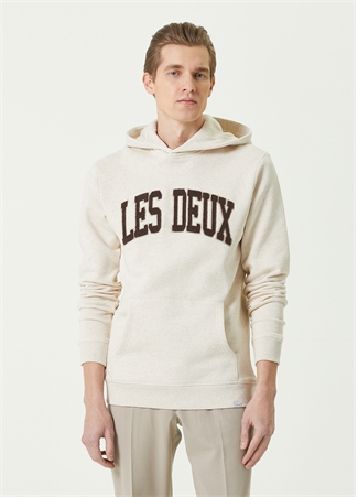 Les Deux Erkek Ekru Kapüşonlu Logolu Sweatshirt Bej S EU Les Deux Erkek Ekru Kapüşonlu Logolu Sweatshirt Bej S EU