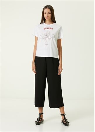 Valentino Kadın Siyah Beli Kordonlu İpek Cropped Pantolon 42 IT