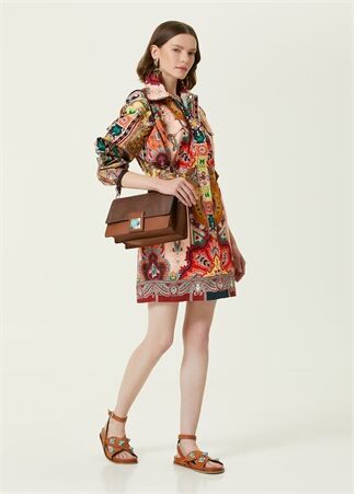 Etro Kadın Şal Desenli Mini Gömlek Elbise 40 It
