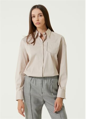 Brunello Cucinelli Kadın Bej Cep Detaylı Gömlek Pembe S EU