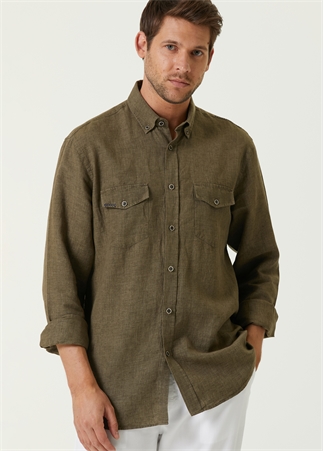 Beymen Club Erkek Comfort Fit Haki Düğmeli Yaka Gömlek L Beymen Club Erkek Comfort Fit Haki Düğmeli Yaka Gömlek L
