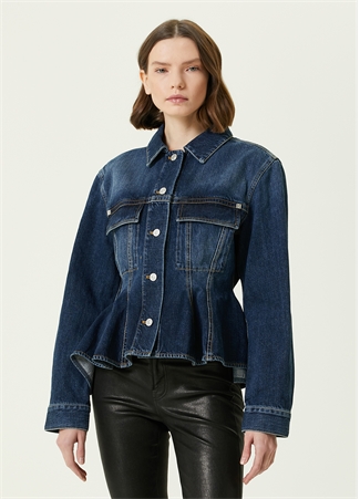 Givenchy Kadın Lacivert Volan Detaylı Denim Ceket Mavi S Eu Givenchy Kadın Lacivert Volan Detaylı Denim Ceket Mavi S Eu