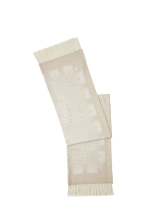 Etro Home Bej Desenli Püsküllü Yün Throw Etro Home Bej Desenli Püsküllü Yün Throw