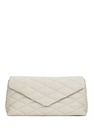 Kadın Bej Kapitone Dokulu Deri El Portföyü EU