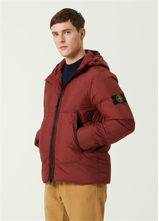 Stone Island Erkek Kiremit Kapüşonlu Puff Mont Kırmızı L EU Stone Island Erkek Kiremit Kapüşonlu Puff Mont Kırmızı L EU