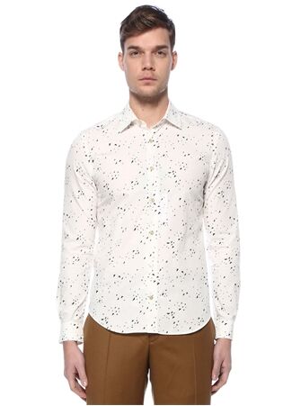 Paul Smith Erkek Siyah Beyaz Kuş Desenli Gömlek 5.5 IT