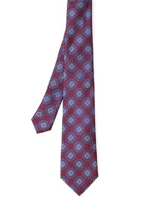 Canali Erkek Colorblocked Desenli İpek Kravat EU