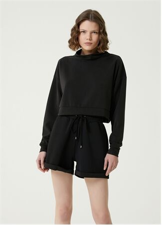 Network Kadın Slim Fit Siyah Sweatshirt L EU