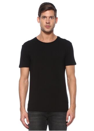 Kaiba Erkek Siyah Bisiklet Yaka Basic T-shirt S EU