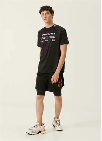 Off-White Erkek Siyah Turuncu Biker Tayt Detaylı Şort L EU Off-White Erkek Siyah Turuncu Biker Tayt Detaylı Şort L EU