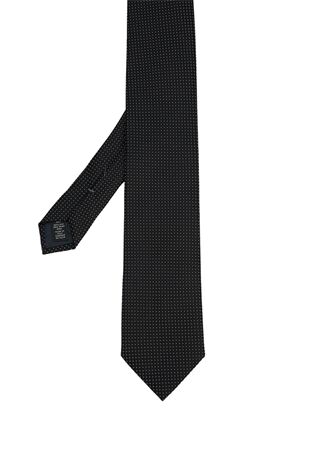 Zegna Erkek Siyah Desenli İpek Kravat EU