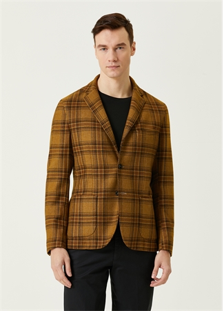 Palzileri Lab Erkek Hardal Ekose Desenli Yün Ceket Sarı 50 IT