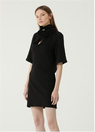 Off-White Kadın Siyah Fular Detaylı Mini T-shirt Elbise 42 IT