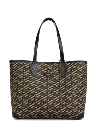 Versace Kadın Siyah Geometrik Desenli Logolu Omuz Çantası EU Versace Kadın Siyah Geometrik Desenli Logolu Omuz Çantası EU