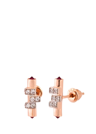 Baguette Kadın Gold Çubuk Formlu Altın Rengi Küpe Pembe EU Baguette Kadın Gold Çubuk Formlu Altın Rengi Küpe Pembe EU