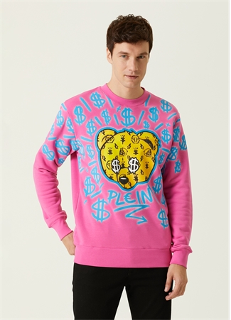 Philipp Plein Erkek Pembe Figür Detaylı Ayıcık Baskılı Sweatshirt M EU Philipp Plein Erkek Pembe Figür Detaylı Ayıcık Baskılı Sweatshirt M EU