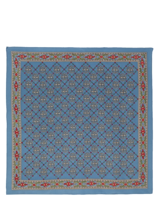 Tory Burch Kadın Mavi Geometrik Logo Desenli İpek Fular EU Tory Burch Kadın Mavi Geometrik Logo Desenli İpek Fular EU
