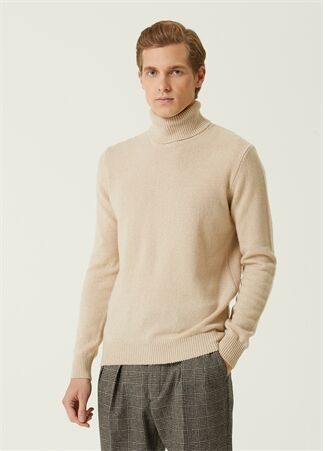 Lardini Erkek Bej Balıkçı Yaka Kaşmir Kazak S EU