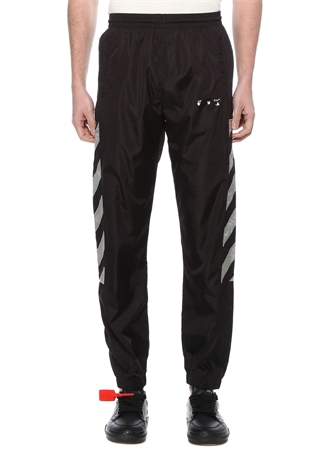 Off-white Erkek Siyah Logo Şeritli Jogger Eşofman S Eu