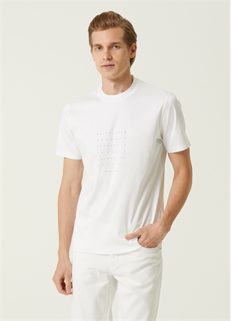 Brunello Cucinelli Erkek Beyaz Slogan Detaylı T-shirt 54 IT Brunello Cucinelli Erkek Beyaz Slogan Detaylı T-shirt 54 IT