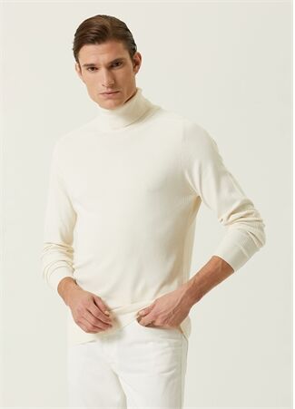 Network Erkek Slim Fit Ekru Kazak Bej L EU