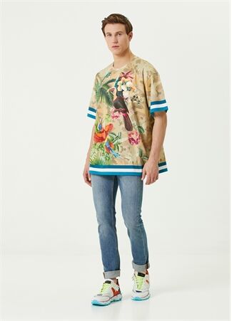 Etro Erkek Slim Fit Mavi Baskılı Jean Pantolon 36 US