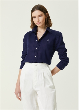 Polo Ralph Lauren Kadın Lacivert Keten Gömlek S EU