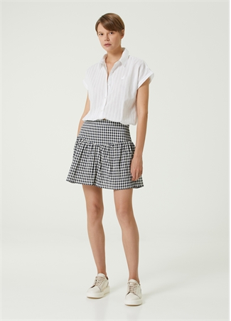 Beymen Club Kadın Lacivert Pötikareli Fırfırlı Mini Etek 34 Beymen Club Kadın Lacivert Pötikareli Fırfırlı Mini Etek 34