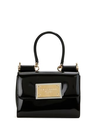 Dolce&Gabbana Kadın Siyah Logolu Deri Omuz Çantası EU