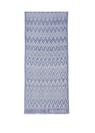 Missoni Kadın Mavi Logo Jakarlı Atkı EU Missoni Kadın Mavi Logo Jakarlı Atkı EU