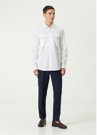 Palzileri Lab Erkek Lacivert Beli Kordonlu Keten Pantolon 50 IT Palzileri Lab Erkek Lacivert Beli Kordonlu Keten Pantolon 50 IT