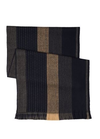 Beymen Club Erkek Siyah Çizgi Jakarlı Yün Fular EU