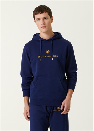 Bel-Air Erkek Lacivert Kapüşonlu Logolu Sweatshirt S EU Bel-Air Erkek Lacivert Kapüşonlu Logolu Sweatshirt S EU