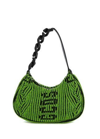Gcds Kadın Yeşil Logolu Örgü Dokulu Yün Çanta EU