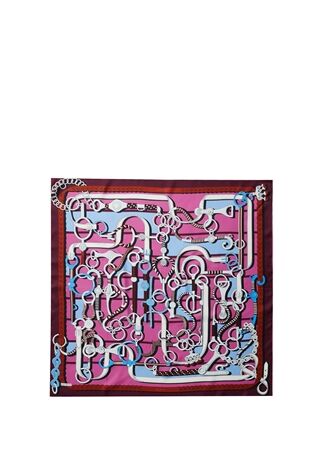 Beymen Kadın Mor Desenli 90x90 cm İpek Eşarp EU