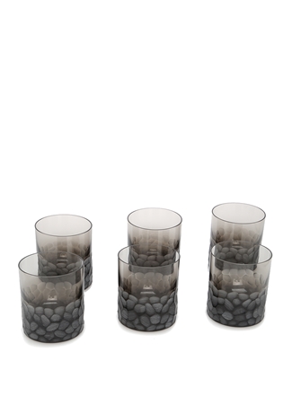 Moser Smoke Gri 6lı Desen Detaylı Kristal Bardak Seti Moser Smoke Gri 6lı Desen Detaylı Kristal Bardak Seti
