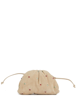Bottega Veneta Kadın Mini Pouch Bej Deri Çanta EU Bottega Veneta Kadın Mini Pouch Bej Deri Çanta EU
