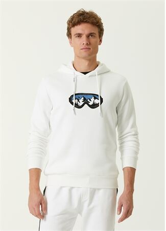 Beymen Club Erkek Beyaz Kapüşonlu Nakışlı Sweatshirt S