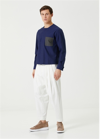 Pal Zileri Erkek Beyaz Pili Detaylı Pantolon 50 IT