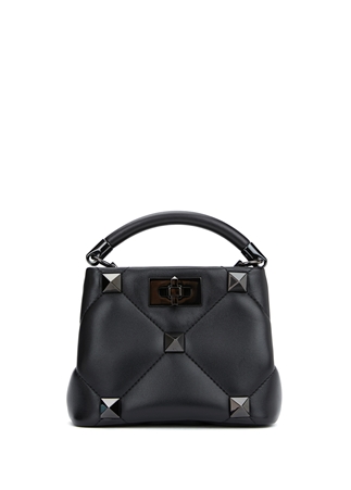 Valentino Garavani Kadın Candystud Siyah Logolu Deri Omuz Çantası EU Valentino Garavani Kadın Candystud Siyah Logolu Deri Omuz Çantası EU