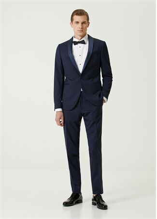 Palzileri Lab Erkek Mavi Şal Yaka Saten Garnili Takım 48 IT