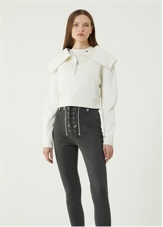 Lol Kadın Brooklyn Ekru Fermuarlı Sweatshirt Bej S/M EU