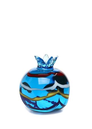 Nenartworld Mavi Desenli Nar Formlu Cam Obje