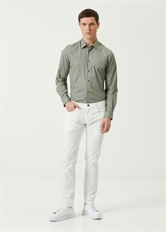 Pal Zileri Erkek Beyaz Dar Paça Pantolon 48 IT