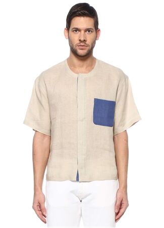 Pal Zileri Erkek Bej Cep Detaylı Keten Gömlek Kahverengi 4 IT