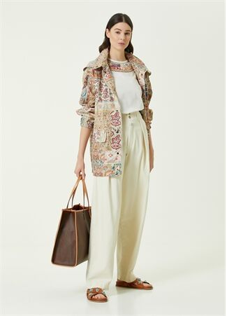 Etro Kadın Beyaz Çift Pilili Pantolon 42 IT Etro Kadın Beyaz Çift Pilili Pantolon 42 IT