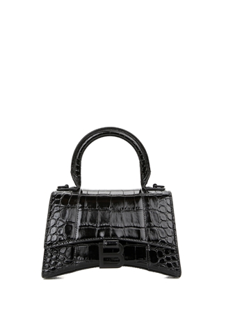Balenciaga Kadın Hourglass XSmall Siyah Deri Omuz Çantası EU Balenciaga Kadın Hourglass XSmall Siyah Deri Omuz Çantası EU