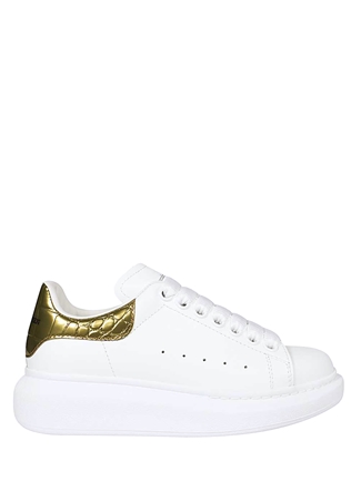 Alexander McQueen Kadın Oversize Beyaz Gold Deri Sneaker 35.5 EU